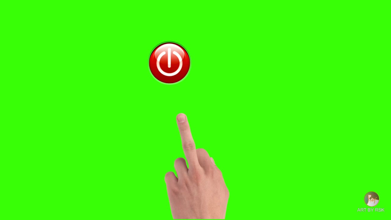 Green screen Power Button on off | Power Button | Hand Hitting Power ...
