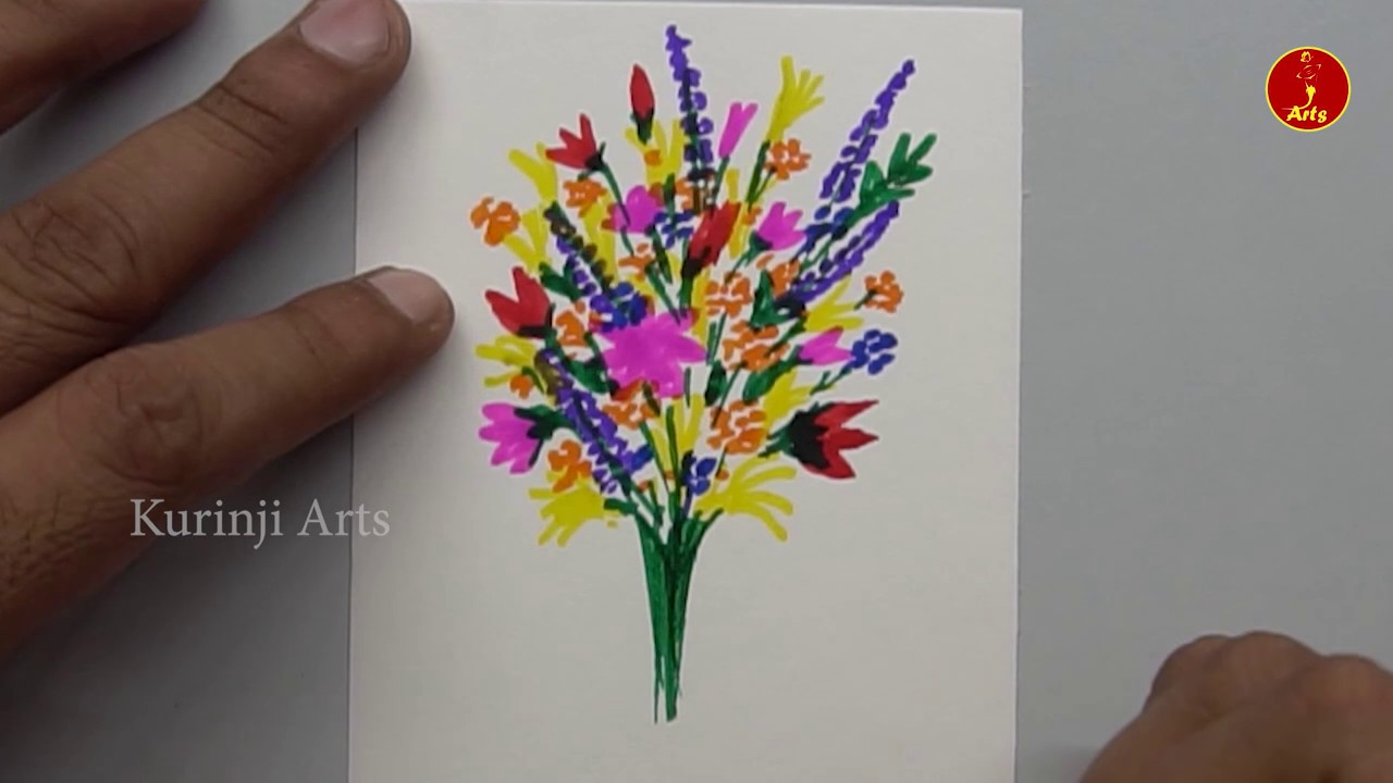 How to Draw Flowers with Marker pen | Easy Flowers Drawing tutorial for ...