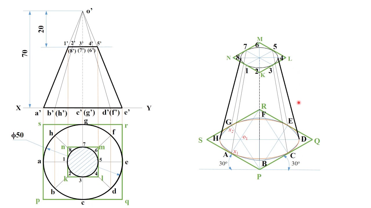 Isometric Projection - Cone Frustum - YouTube