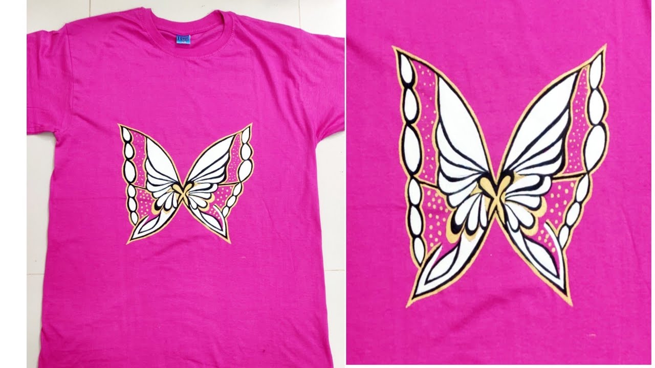 Easy t-shirt hand painting ideas using#fabric/ acrylic colour - YouTube