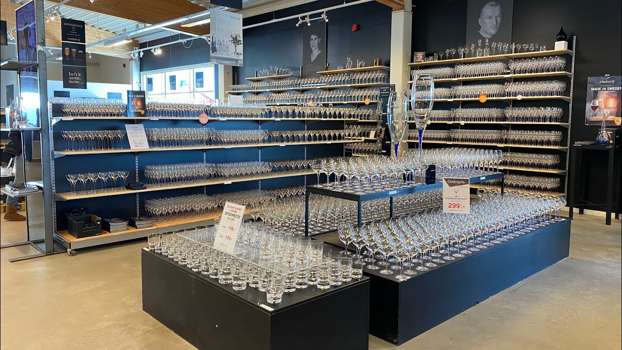 Glass factory outlet Orrefors SWEDEN. - YouTube