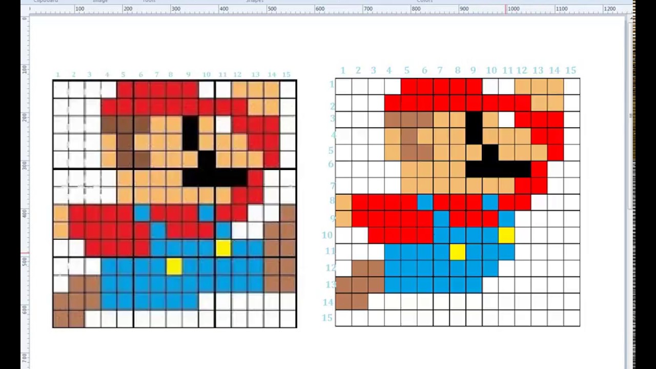 Como hacer a Mario bros en cuadricula - YouTube