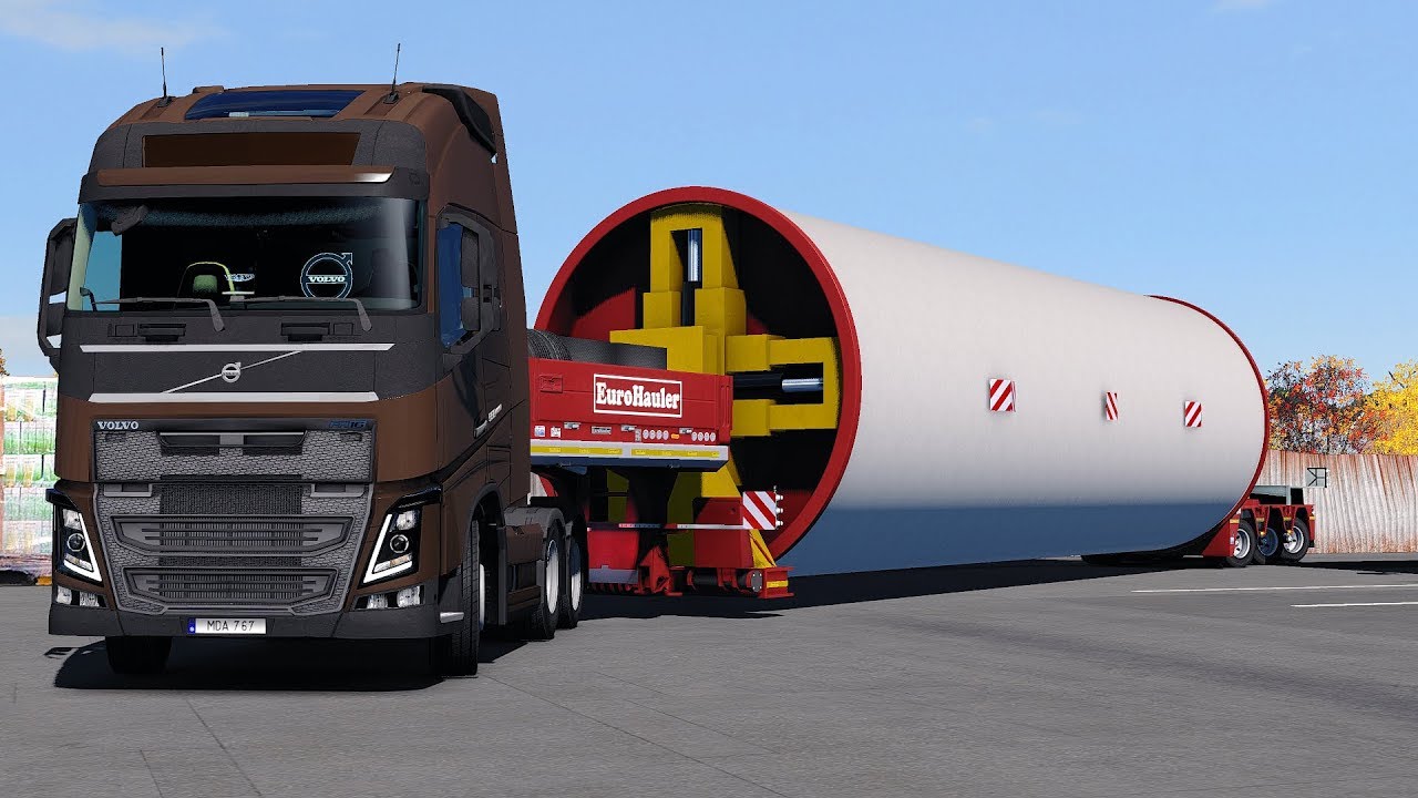 ETS2 1.28 - OVERSIZE Load in Cities - 75 tonnes - Volvo FH550 - ProMods ...