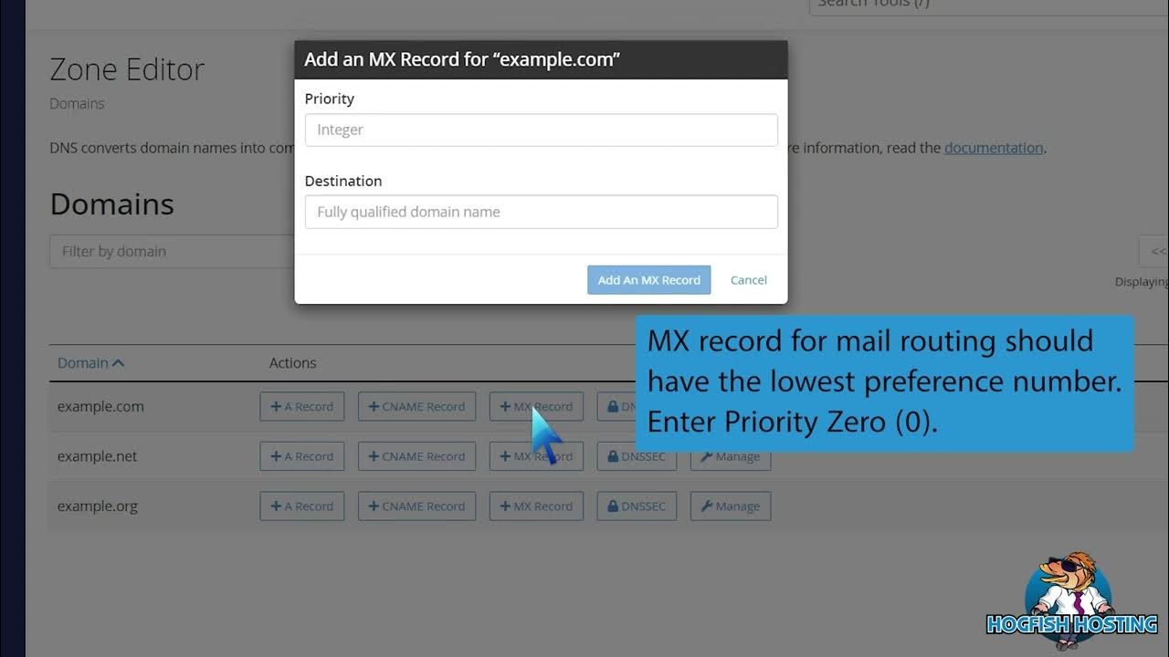 How to add an MX Record in cPanel using DNS Zone Editor with Hogfish Hosting - YouTube