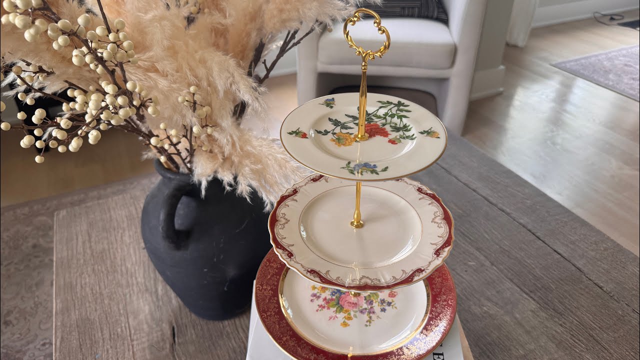 Tiered Cake Stand | DIY Tutorial | Vintage Plate Stand - YouTube
