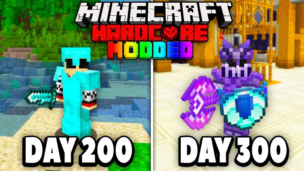 I Survived 300 Days in Modded Hardcore Minecraft 3000+ Mods - YouTube