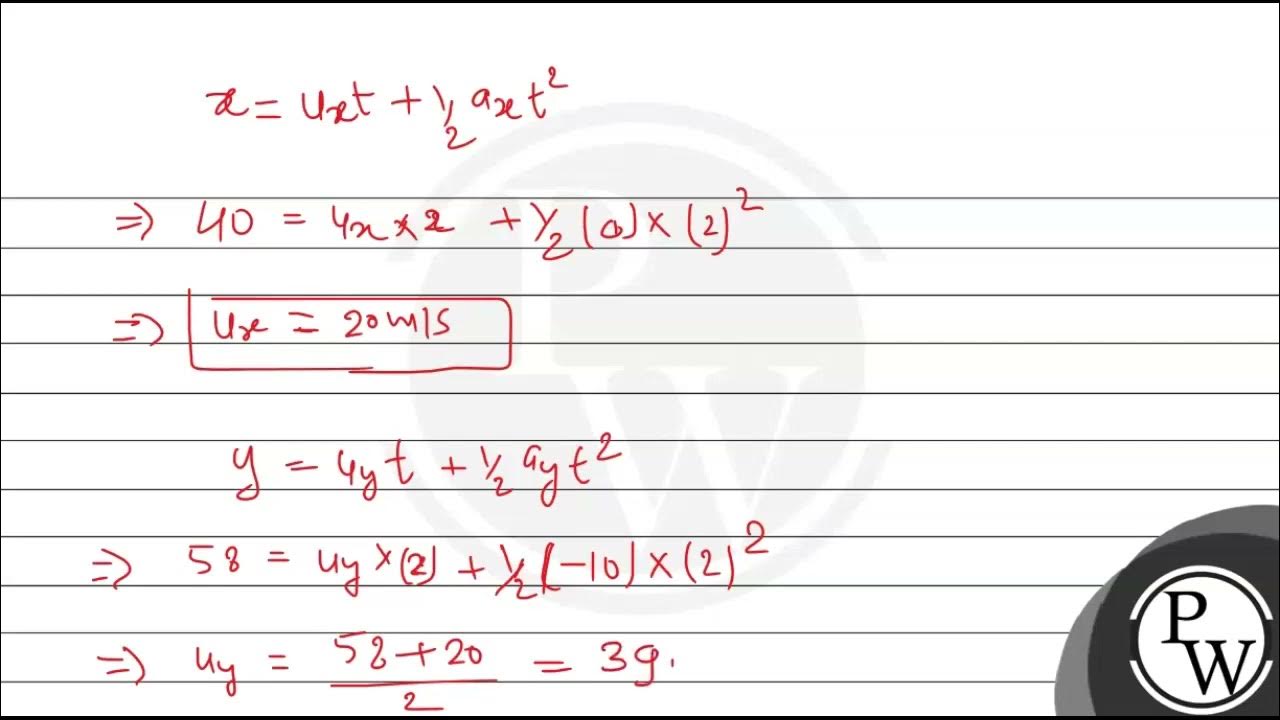Two seconds after being projected from ground level, a projectile is displaced \( 40 \mathrm{~m ...