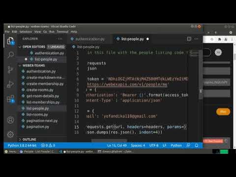 8.6.7 Lab - Construct a Python Script to Manage Webex Teams - YouTube