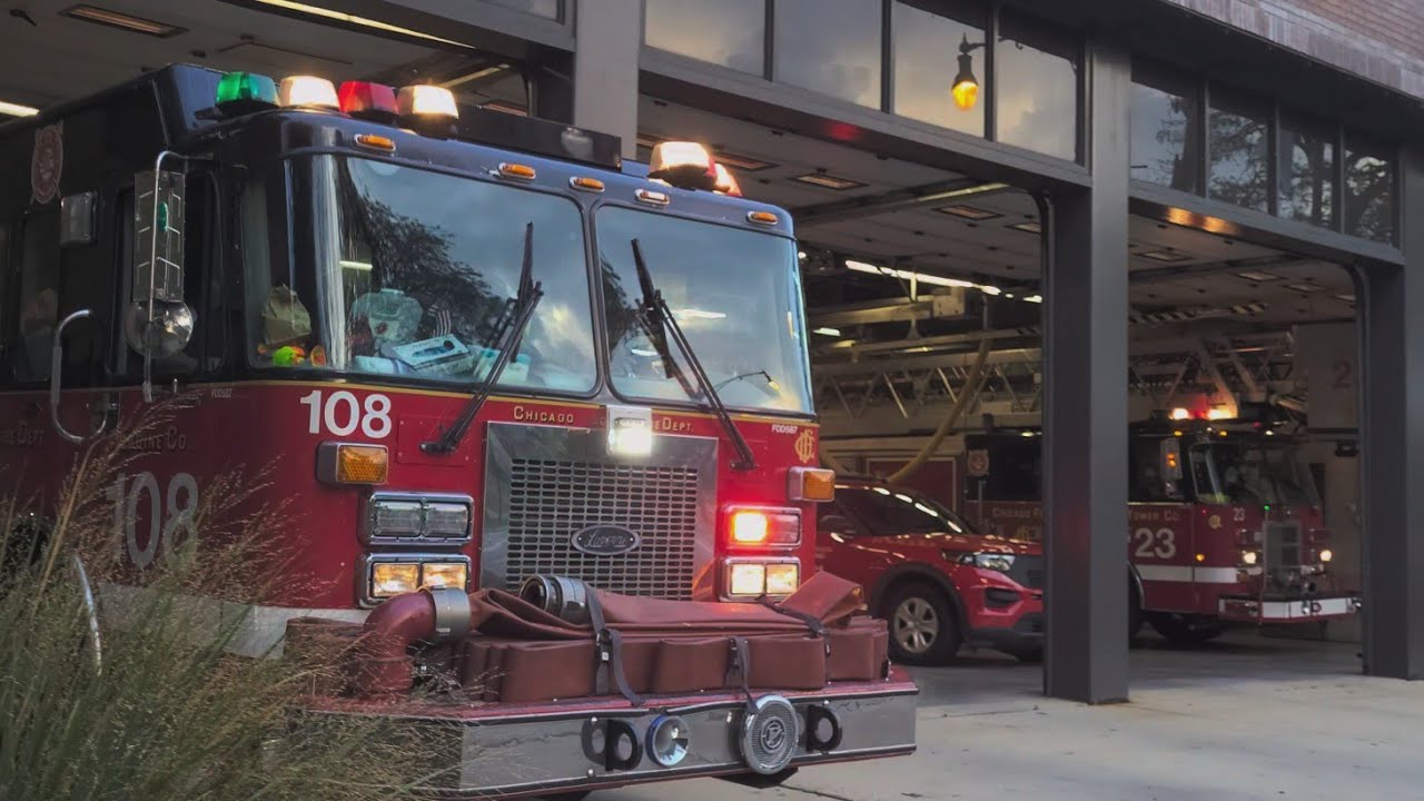 chicago fire department engine 108 tower ladder 23 responding - YouTube