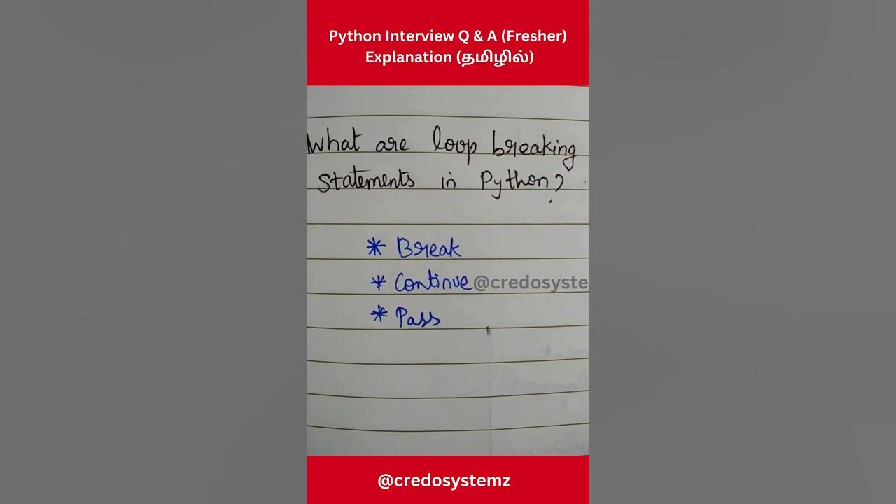 Loop Breaking Statement In Python 19 தமிழ் Shorts Fresher Credosystemz Codinginterview