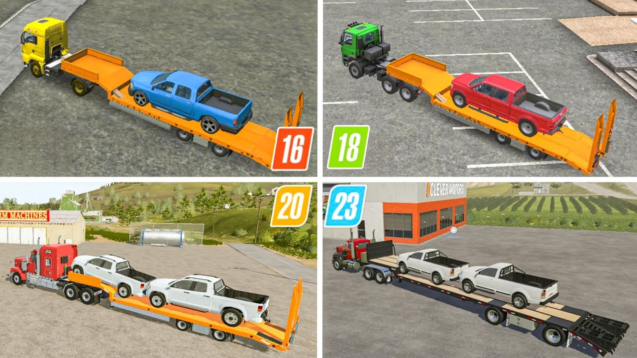 Fs16 vs Fs18 vs Fs20 vs Fs23 | Load Car With Truck | Timelapse - YouTube