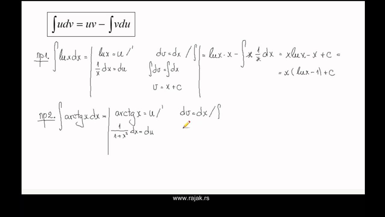 Неодређени интеграли - парцијална интеграција 1 - YouTube