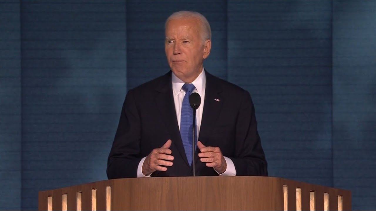 LIVE: President Biden takes the podium on the first day of the DNC ...