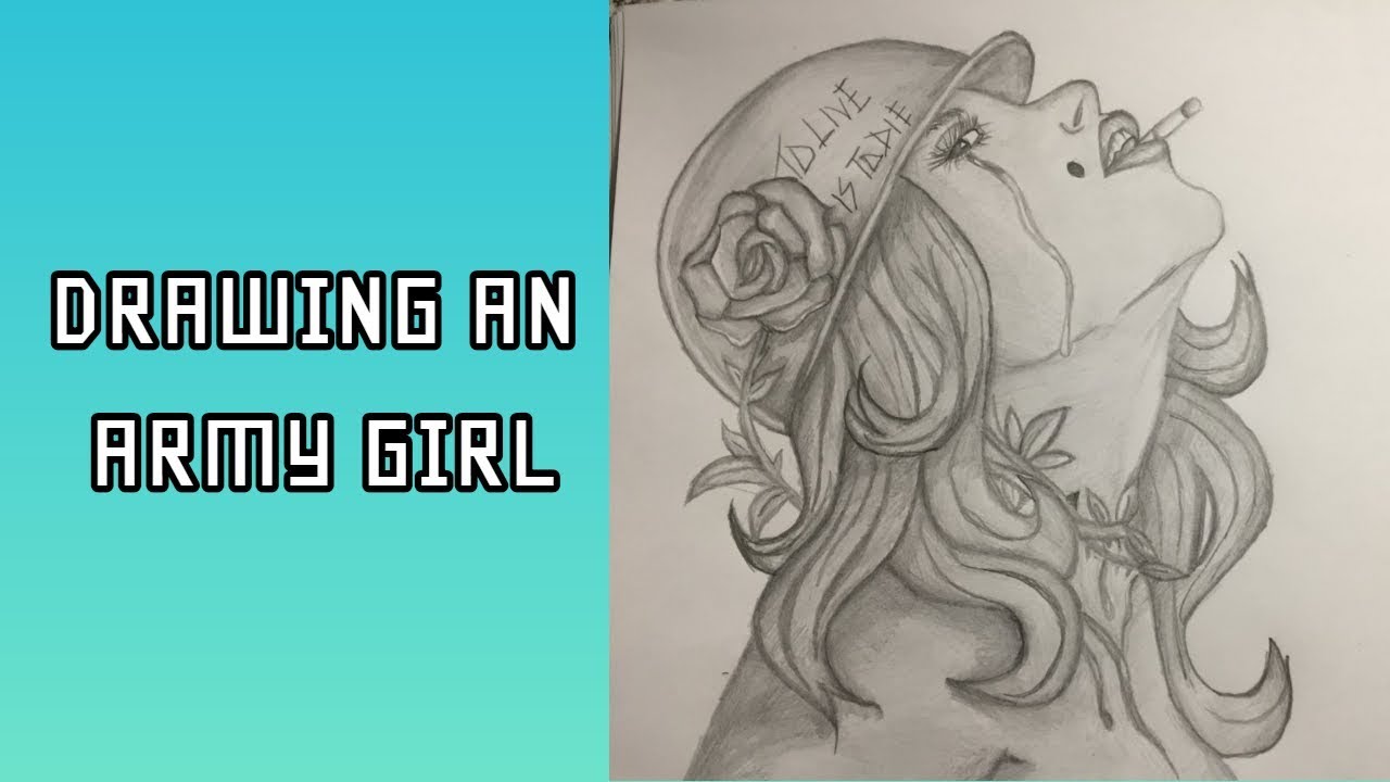 Drawing an Army Woman Art - YouTube
