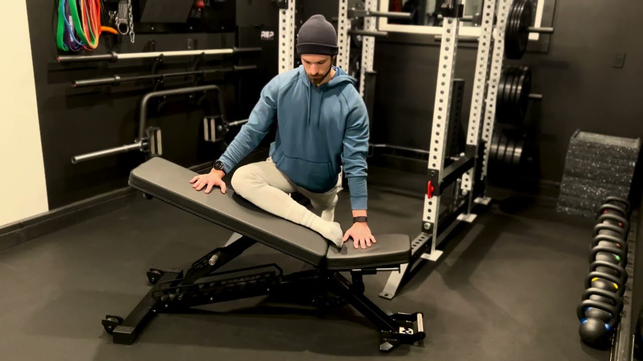 Incline Bench Assisted Pigeon Lunge - YouTube