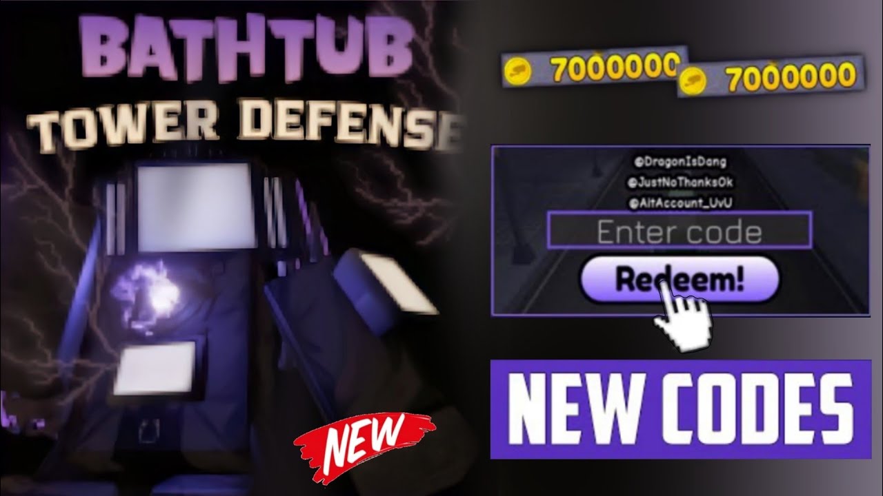 {NEW UPDATE CODES} - BATHTUB TOWER DEFENSE CODES - BATHTUB TOWER ...