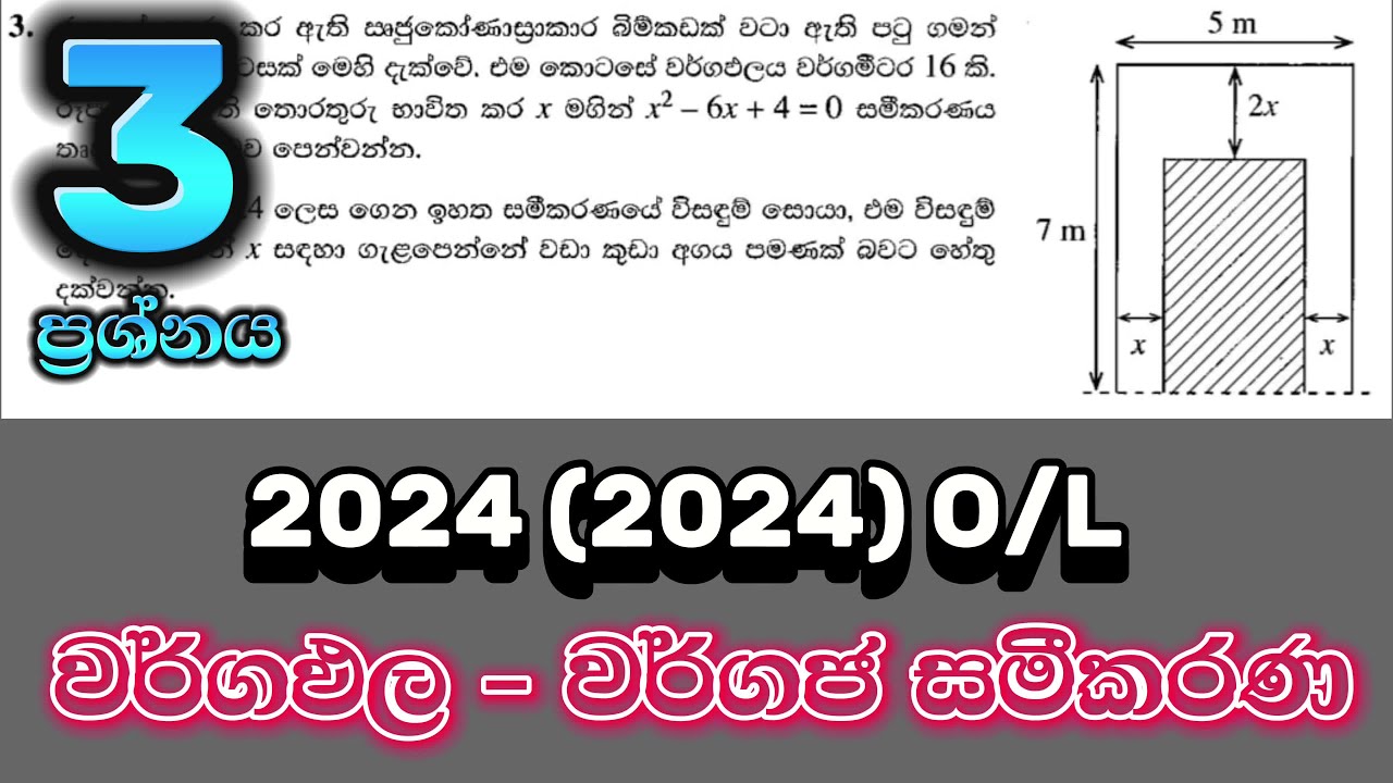 2023(2024) OL Maths Paper Answer 3 | සාමාන්‍ය පෙළ ගණිතය පිළිතුරු ...