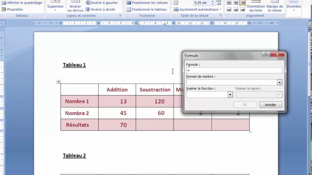 Faire des calcules sous Word 2007 | leçon n°1 - YouTube