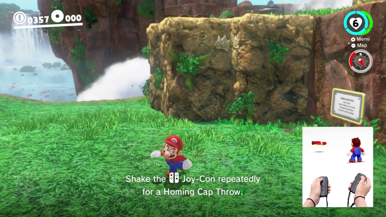 Super Mario Odyssey - Cascade Kingdom: Travel Tip: Homing Cap Burrbo ...