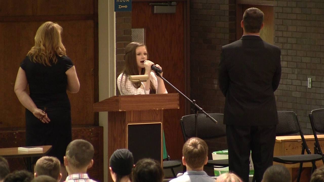 Adele sings our National anthem at 8th grade graduation cermony - YouTube