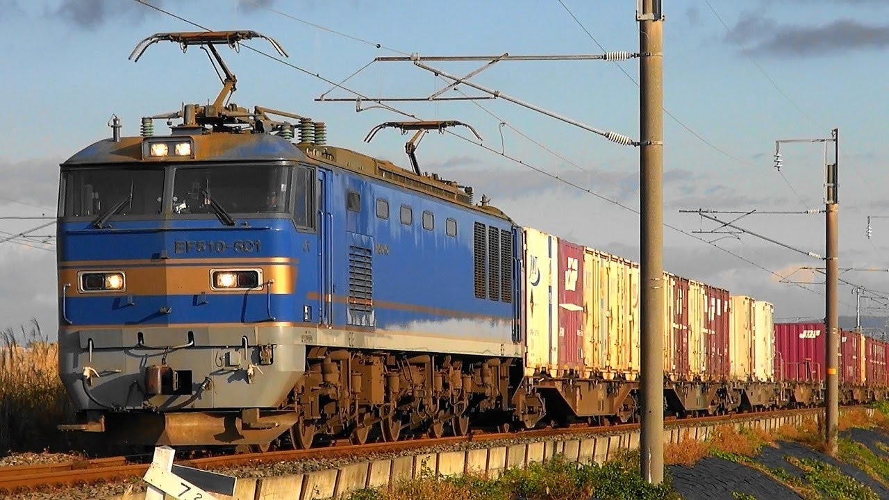 今日の貨物列車 羽越本線4060レ 札幌タ～大阪タ EF510の大迫力モーター音とジョイント音‼汽笛‼ キハ40も登場です♪ - YouTube
