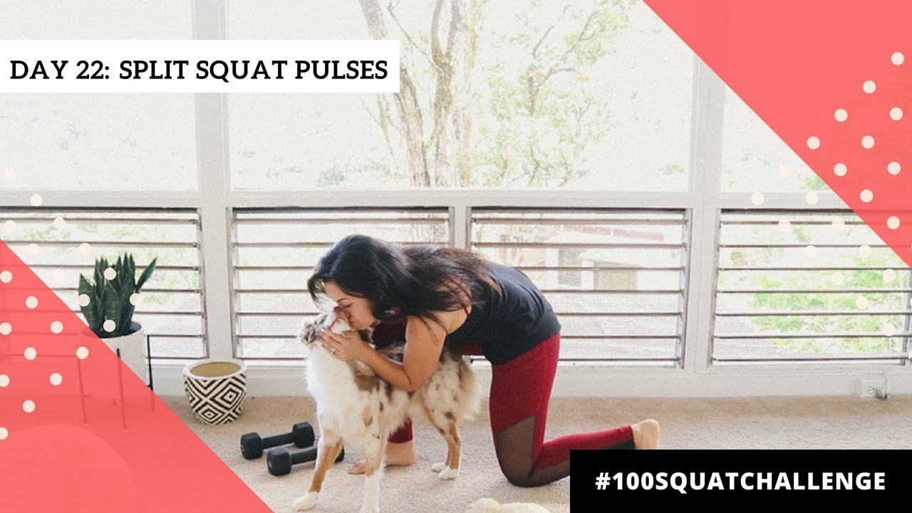 SPLIT SQUAT PULSES. DAY 22 // BLOGILATES 100 SQUAT CHALLENGE - YouTube