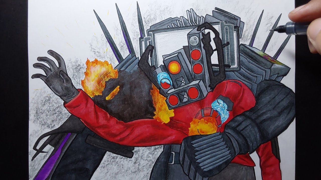 how to draw titan tvman hugging titan speakerman in skibidi toilet 74 ...