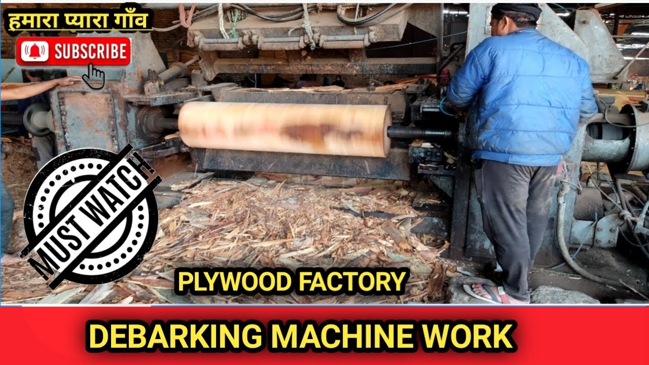 PLYWOOD FACTORY DEBARKING MACHINE WORK IN LUCKNOW - YouTube