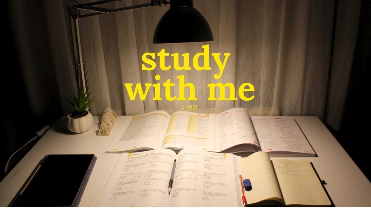 1 HOUR STUDY WITH ME-Study at Night 🌙Relaxing Rain Sound 🌧️Pomodoro 60 ...