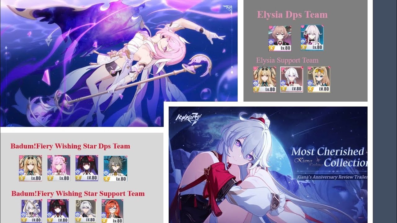 Elysia HOHE divine key support and dps team;Badum kiana support and dps ...