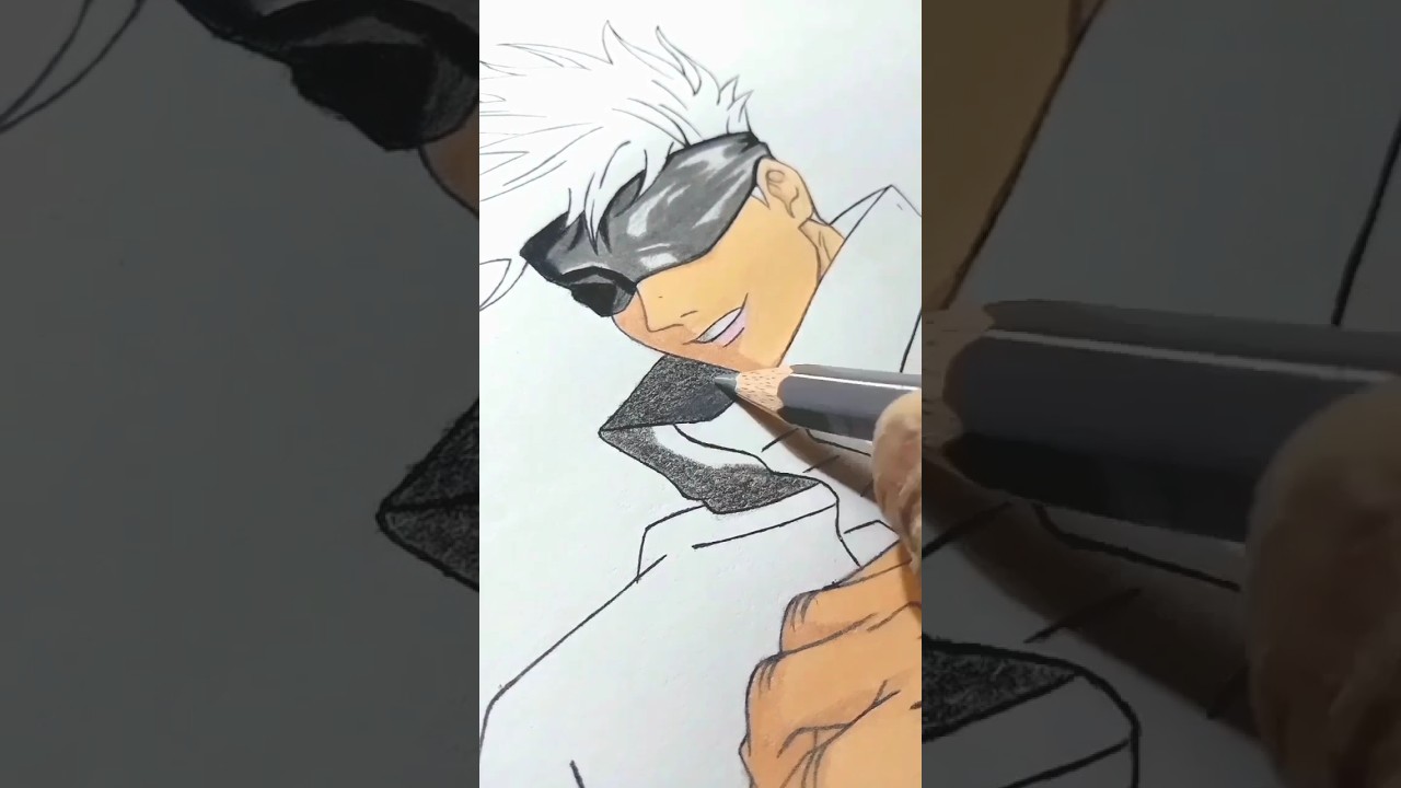 Drawing Gojo with colour pencils #art #gojo #shorts - YouTube