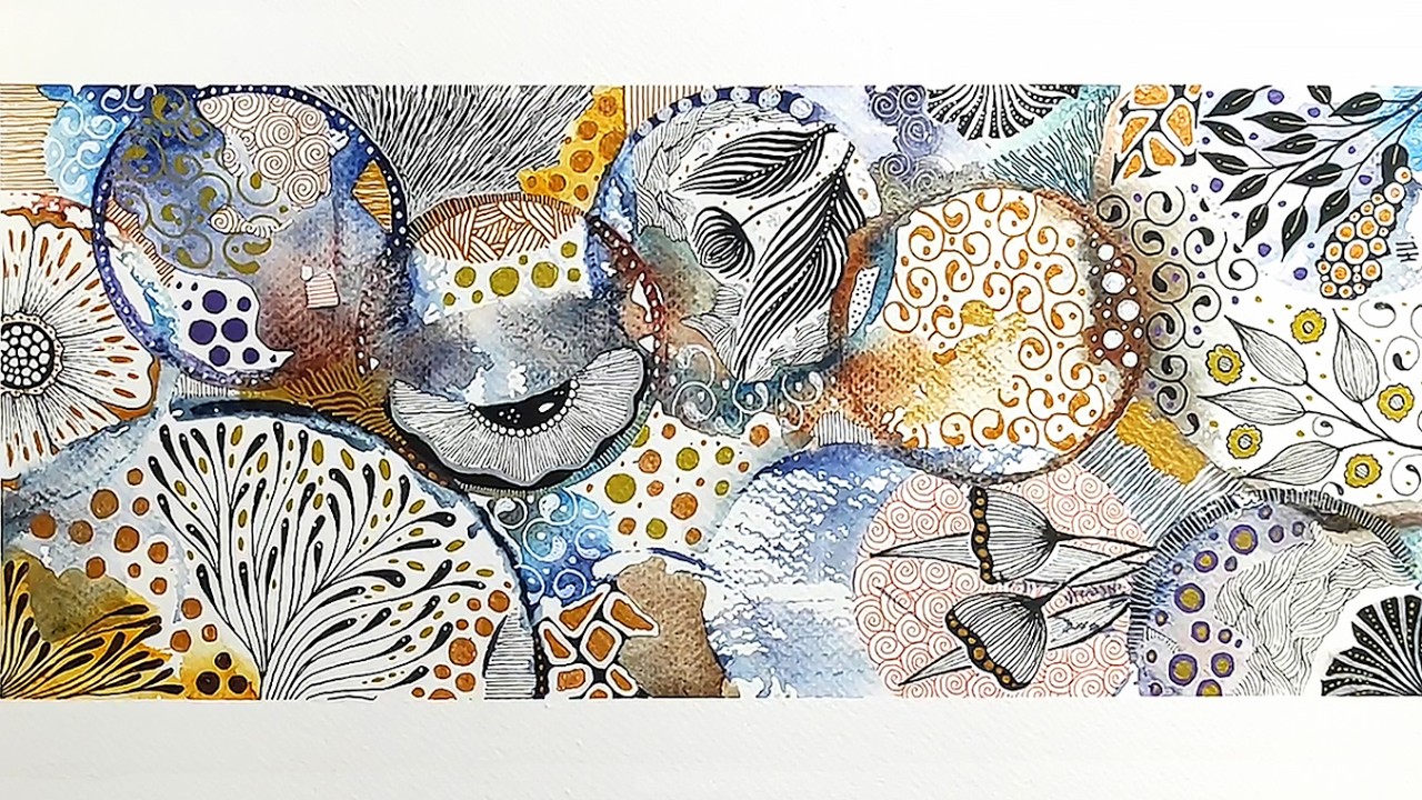 Creative Zentangle Over Watercolor by Hu Art | Inspiring Art - YouTube