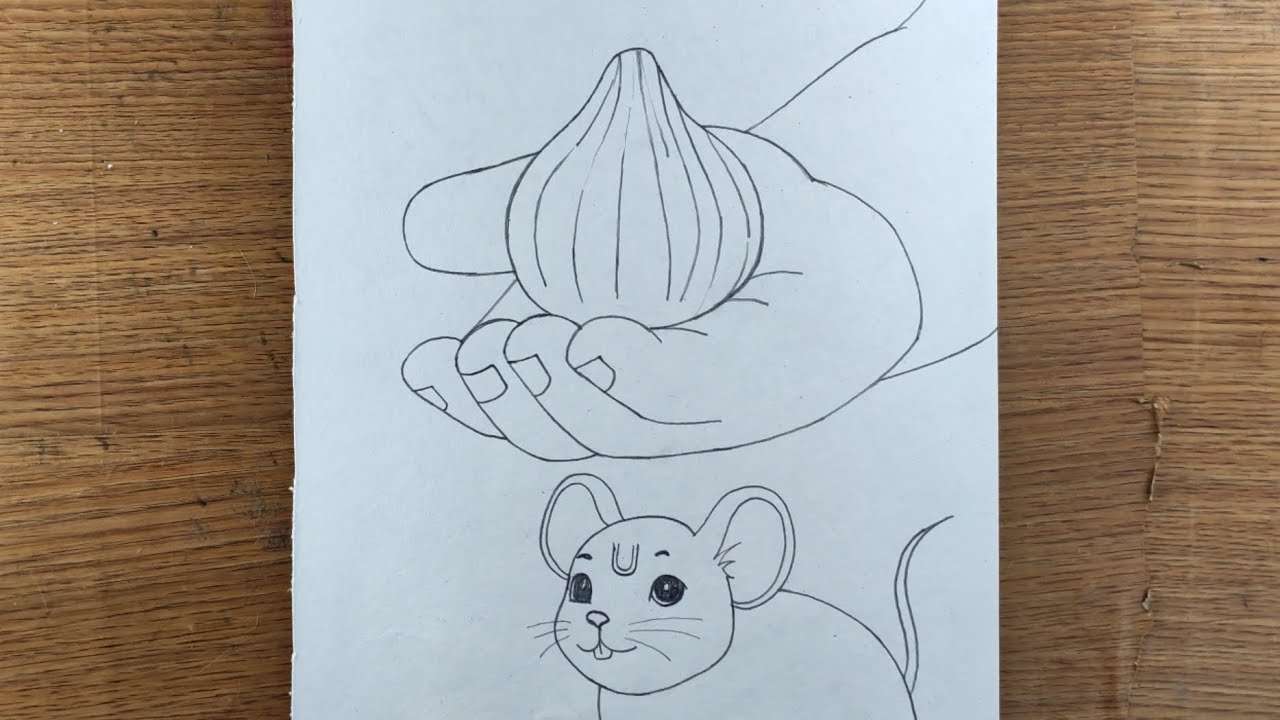 Ganpati bappa giving modak to mosak raja easy pencil drawing | gods ...