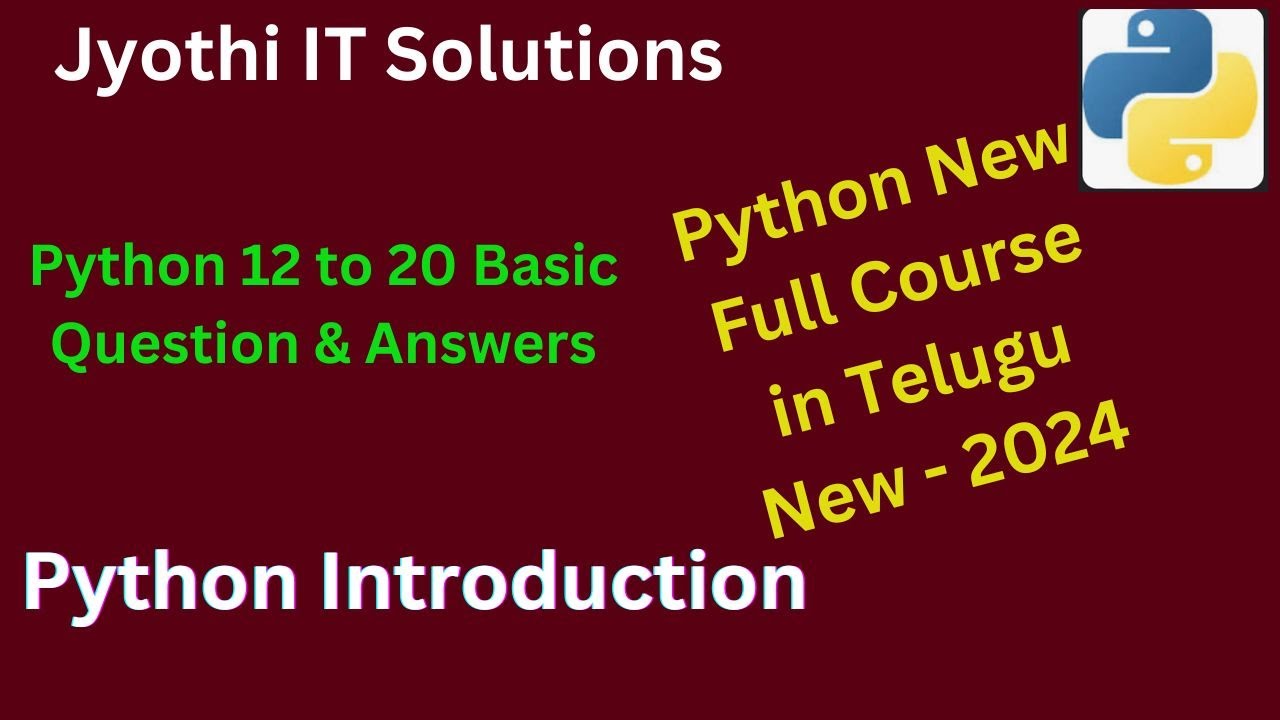 Python Basic 12 to 20 Question & Answers | In Telugu #jyothiitsolutions #python - YouTube