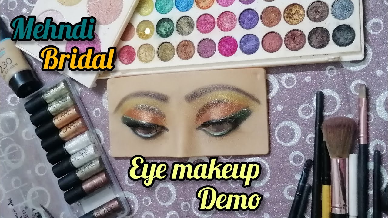 Mehndi Bridal Eye Makeup Tutorial For Dummy || Bridal Eye Makeup ...