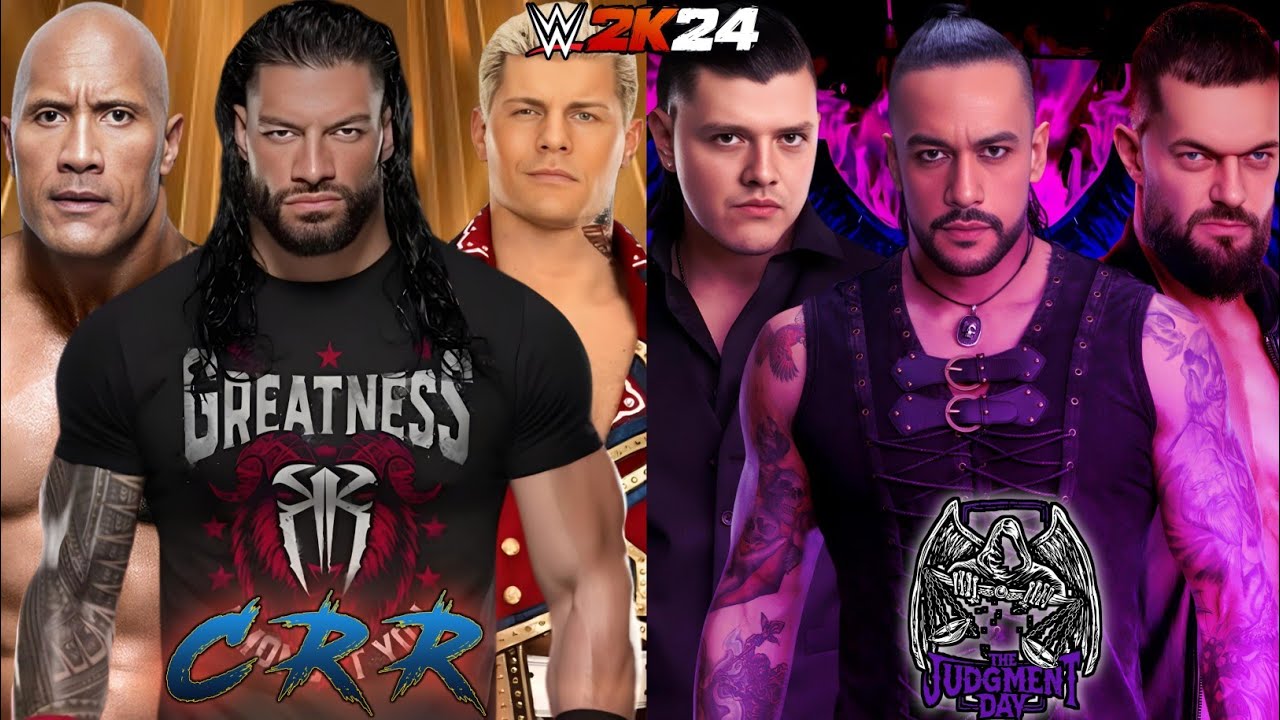 CRR Roman Reigns Cody Rhodes & The Rock Vs Judgement Day In WWE 2K24 ...
