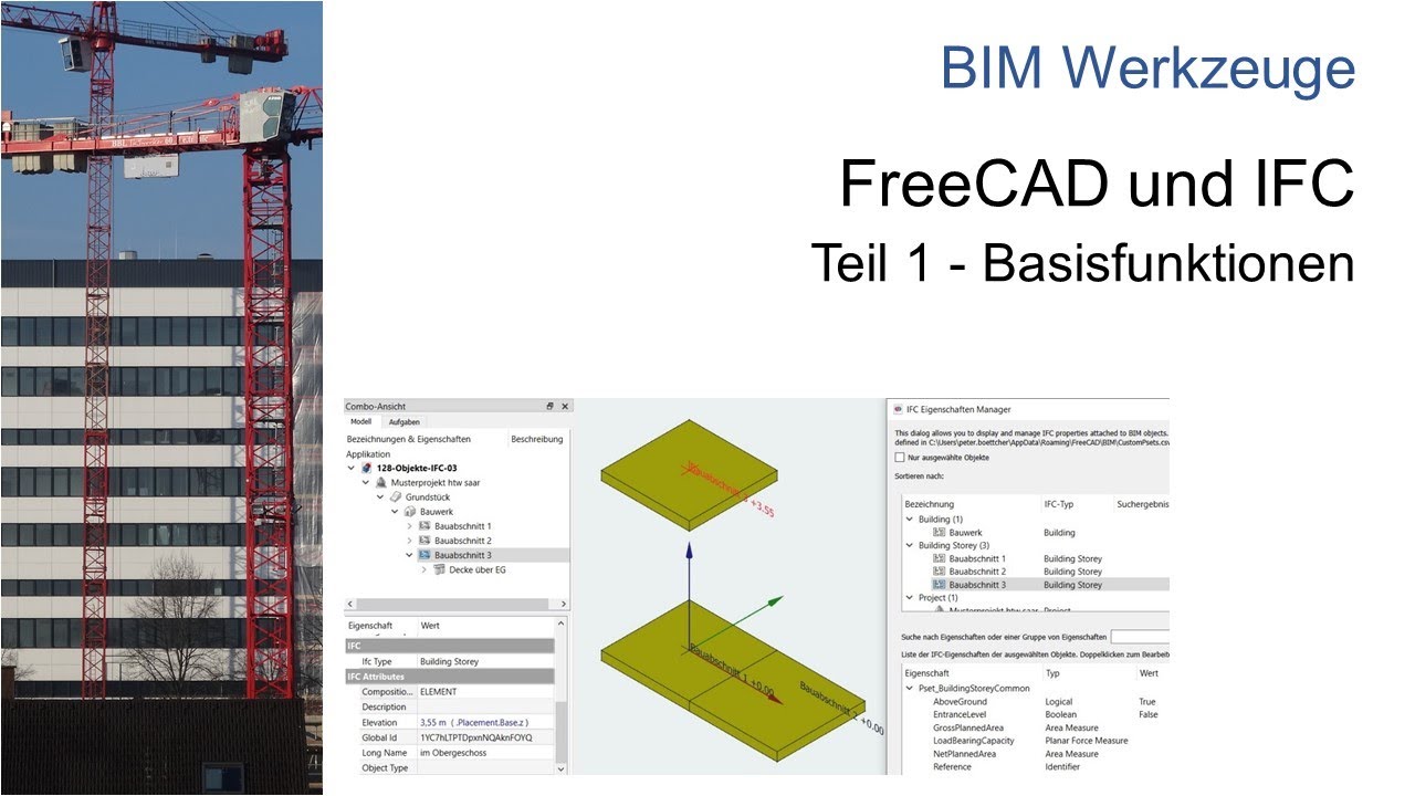 FreeCAD und IFC - Teil 1 Basisfunktionen - BIM | IFC - Baubetrieb - YouTube