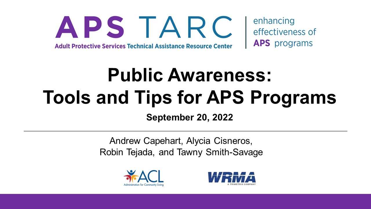Public Awareness Tools and Tips for APS Programs - YouTube