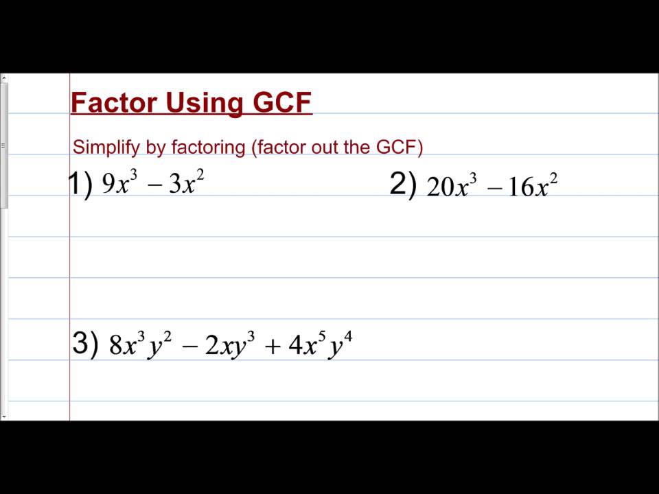 Factoring Review Lesson 1 - Introduction & Practice Factoring GCF - YouTube