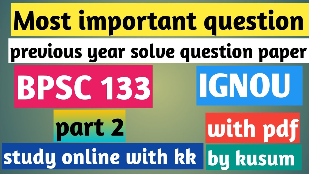 BPSC 133 | important question with answer| IGNOU| previous year solve ...