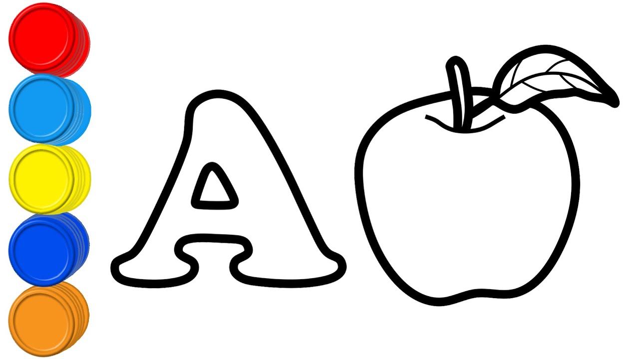 A For Apple - ABC Alphabet Drawing for Children - Coloring Pages ...
