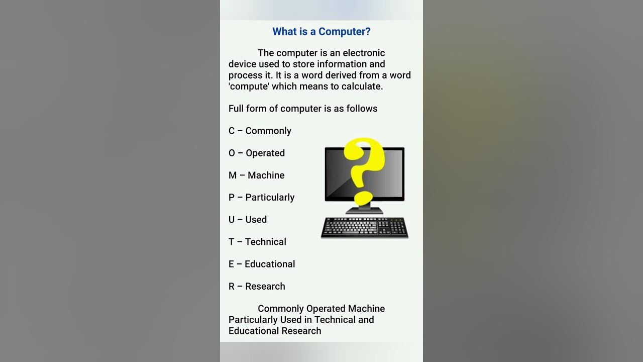 What is computer? #full form of the computer#computerscience #shortsvideo #computerknowledge ...