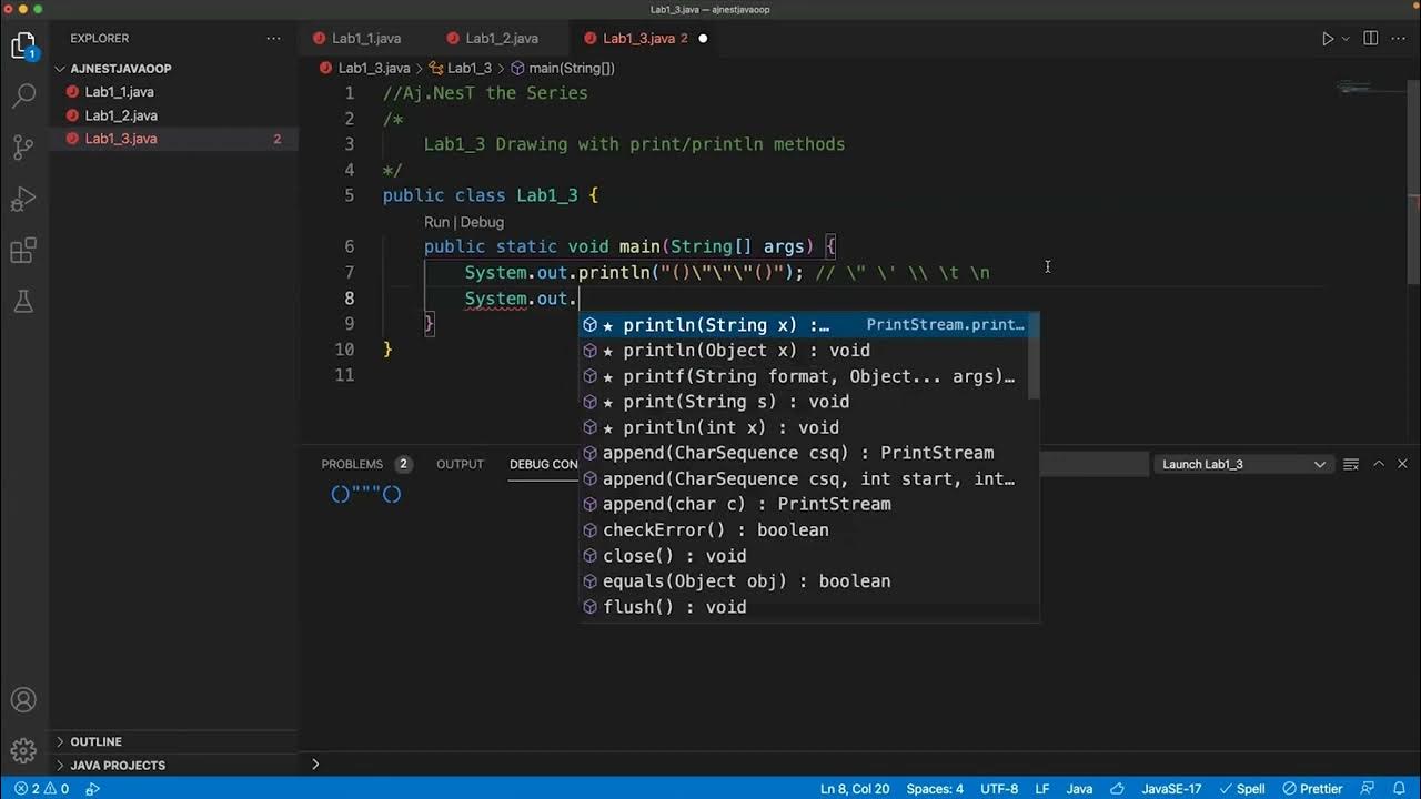 เพิ่มทักษะการเขียน Java ด้วย VSCode Lab 1-3 วาดรูปด้วยคำสั่ง System.out ...
