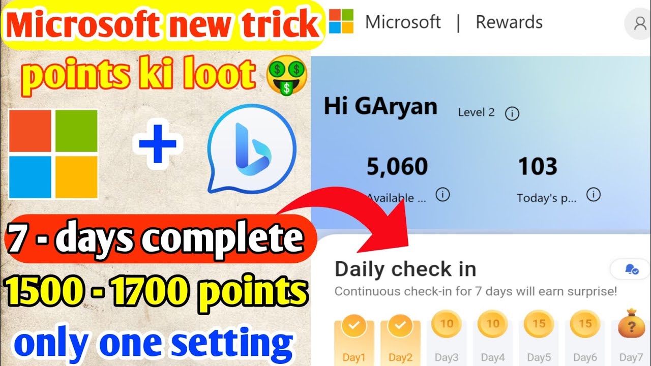MICROSOFT NEW TRICK/7 DAYS POINTS COLLECT / 1500- 1700 POINTS / POINTS ...