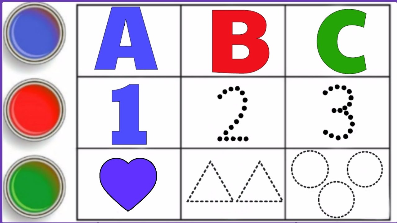 Learn Numbers, Colours Shapes and words with ABCD, Preschoolers # ...