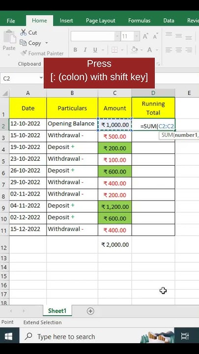 How to Calculate Running Total or Cumulative Sum in Excel through Formula #excel #shortsfeed ...