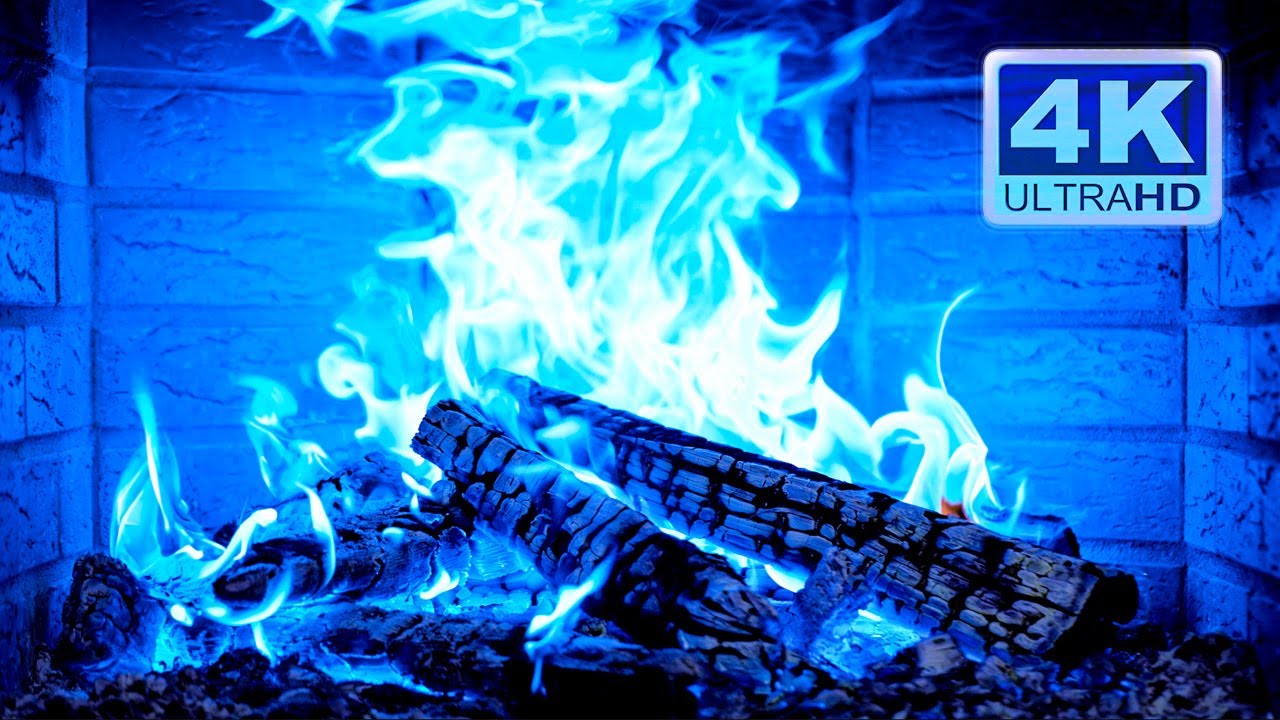 🔥 Colorful Fireplace 4K Ultra HD. Blue Fireplace Ambience - YouTube