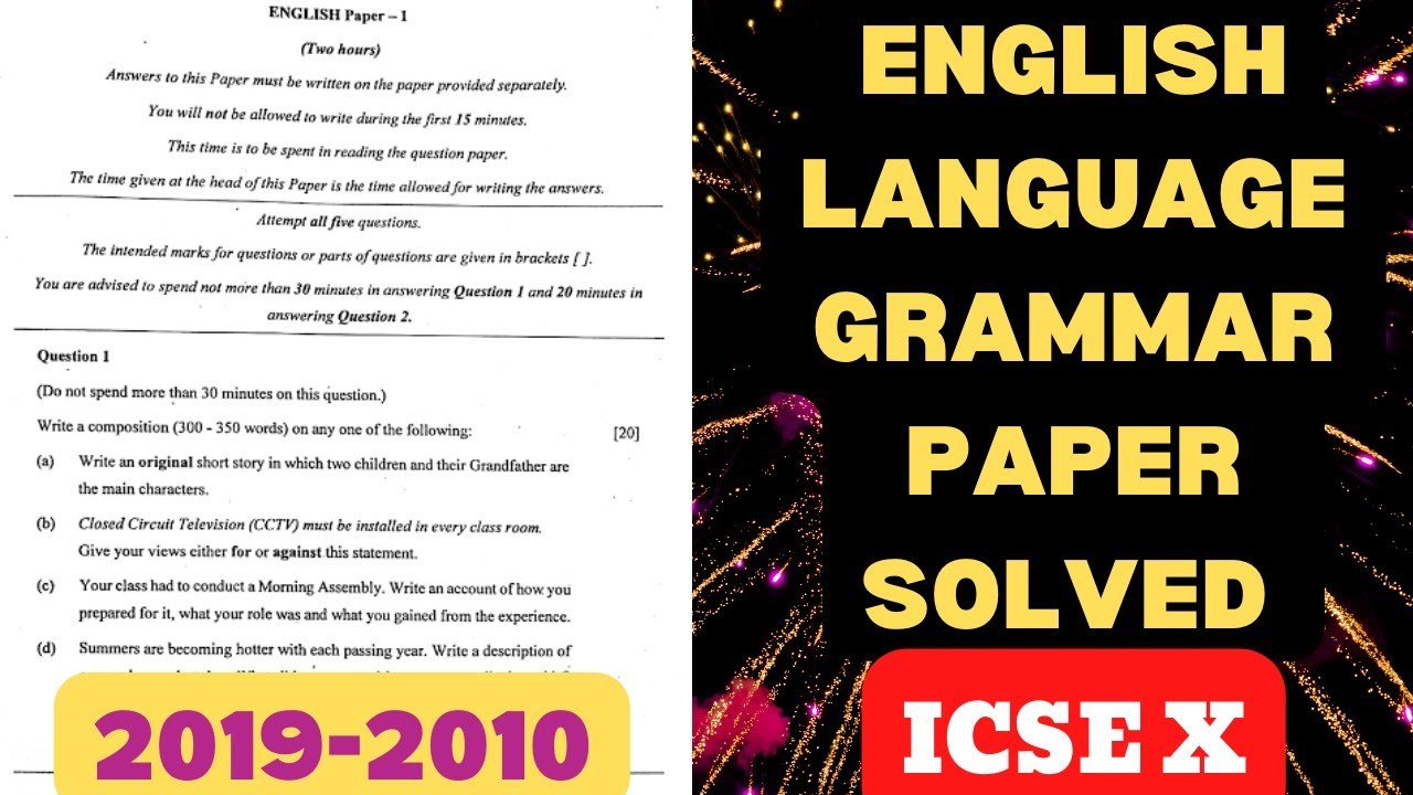ICSE CLASS X GRAMMAR English language 2019-2010 | 9 YEARS SOLUTION ...