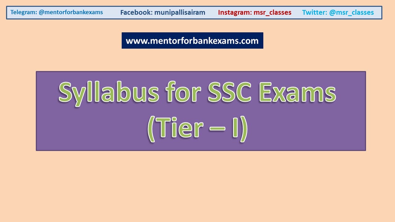 Syllabus for SSC Exams 2020 || MSR Classes - YouTube