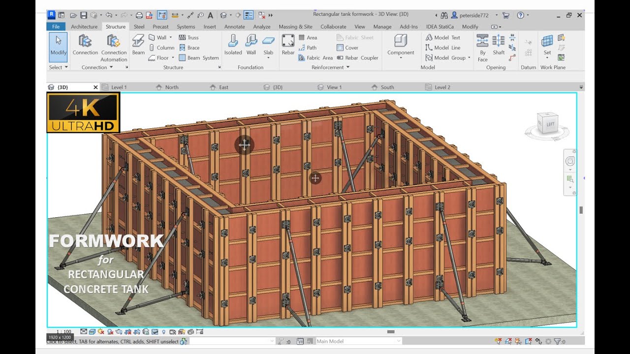 Reinforced Rectangular Tank FORMWORK in Revit (4K ULTRA HD) UK - YouTube